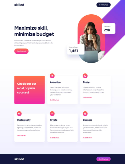 Frontend Mentor Skilled Elearning Landing Page Coding Challenge Solution