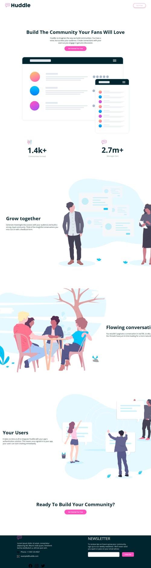 Huddle Landing Page using HTML & CSS coding challenge solution | Frontend Mentor