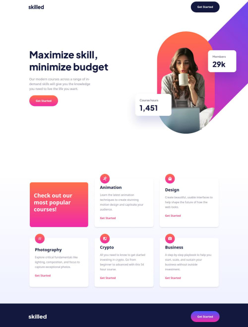 Skilled Landing Page Using Next/TailwindCSS/Typescript coding challenge solution