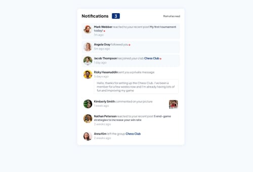 Frontend Mentor | Responsive Notifications page with HTML and CSS coding challenge solution
