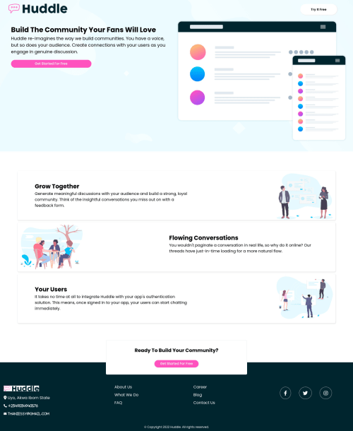 Huddle Landing Page Using HTML and CSS coding challenge solution | Frontend Mentor