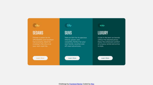 Frontend Mentor | Responsive 3-column card layout using Vite, SCSS, and ...