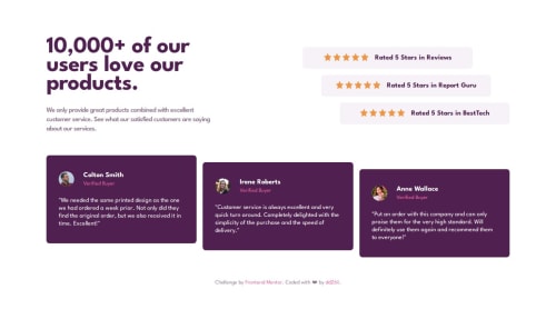 Frontend Mentor | Responsive page using CSS grid column layout and flexbox coding challenge solution