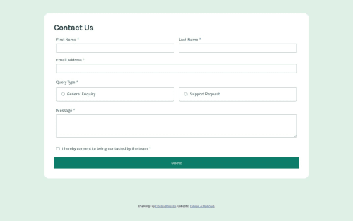 Frontend Mentor | Responsive contact form with validation functionality ... Frontend Mentor | Responsive contact form with validation functionality ...