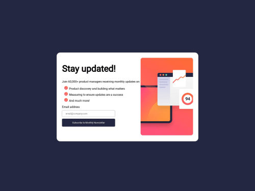 Responsive Newsletter Sign up with success message using HTML, CSS, JS ...