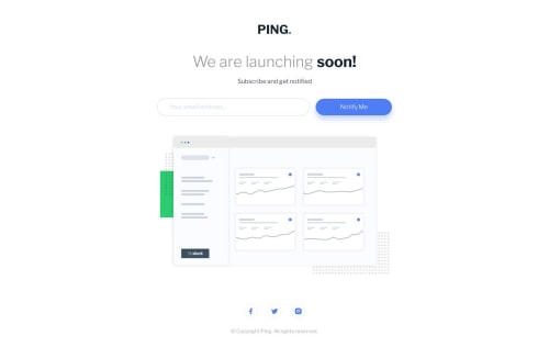 Frontend Mentor | FEM-ping-coming-soon-page using HTML, CSS, Bootstrap & JS coding challenge ...