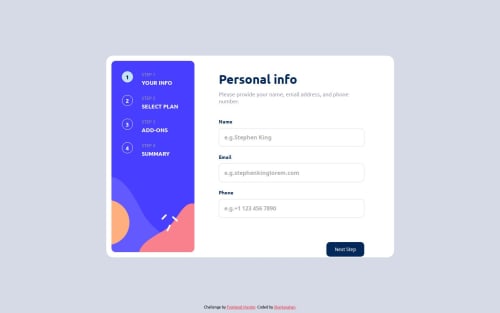 Frontend Mentor | Multi Step Form Solution coding challenge solution