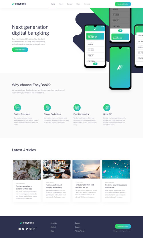 Frontend Mentor | Responsive EasyBank landing page using CSS Flexbox and SASS coding challenge ...
