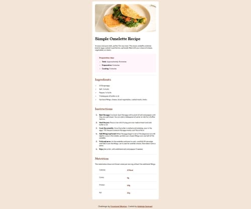 Recipe page using HTML and CSS coding challenge solution