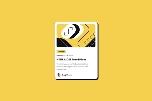 Blog preview card using HTML and CSS coding challenge solution