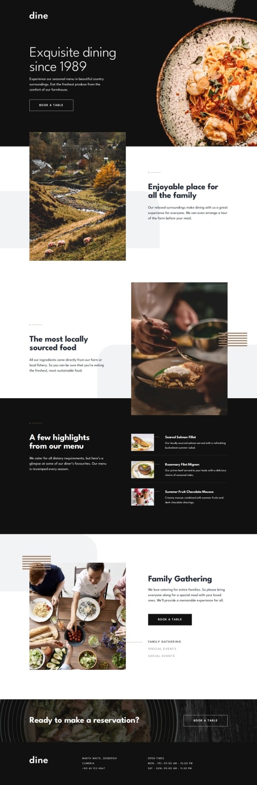 Frontend Mentor | Dine restaurant website with React coding challenge solution