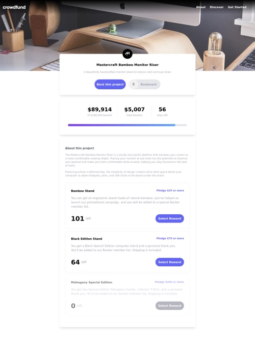 crowdfunding-product-page with nextjs and tailwind css coding challenge solution | Frontend Mentor