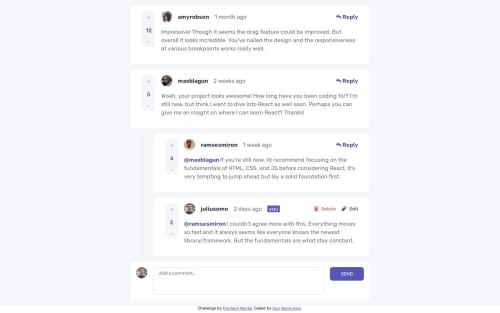 Frontend Mentor | Interactive Comments Section using React coding ... Frontend Mentor | Interactive Comments Section using React coding ...