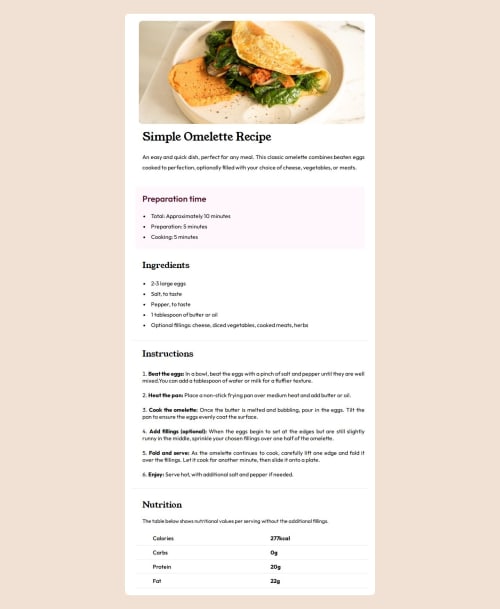 Frontend Mentor | Recipe land page using HTML CSS coding challenge solution