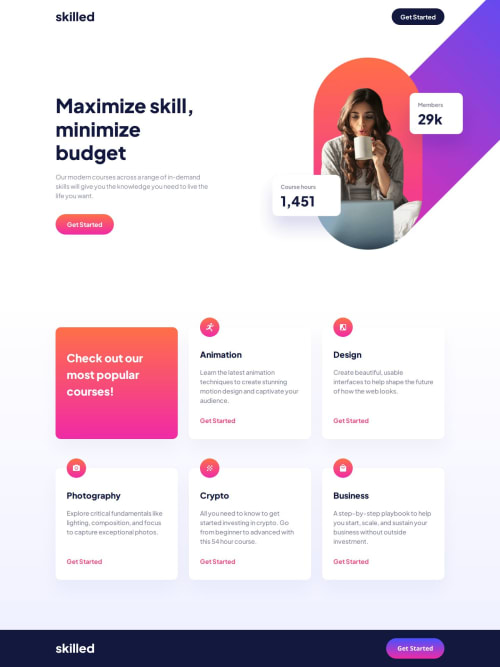 Frontend Mentor Skilled E Learning Landing React Tailwind Css Coding Challenge Solution