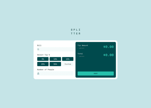 Frontend Mentor | Responsive Tip Calculator coding challenge solution Frontend Mentor | Responsive Tip Calculator coding challenge solution