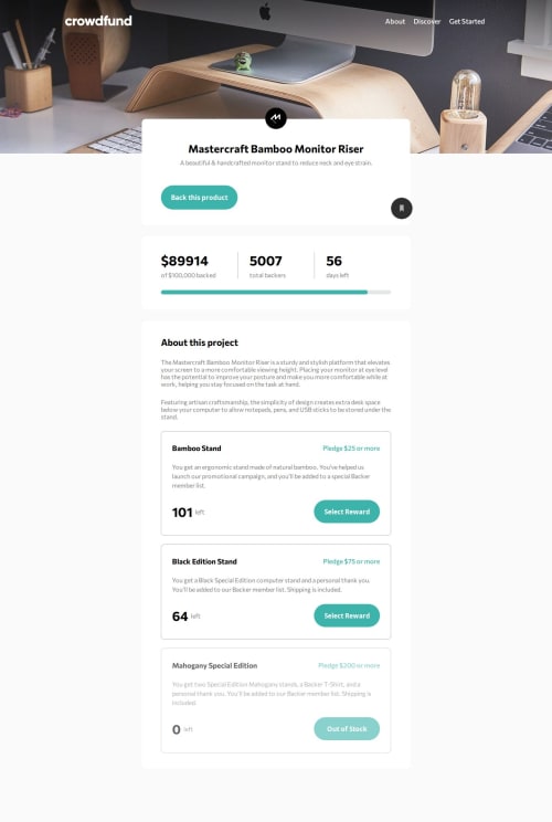 Frontend Mentor | Crowdfunding page coding challenge solution