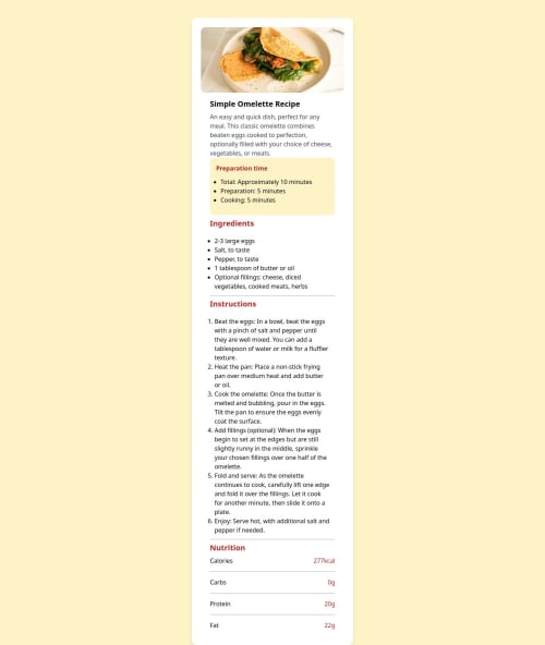 Frontend Mentor | Recipe Page Tailwindcss coding challenge solution