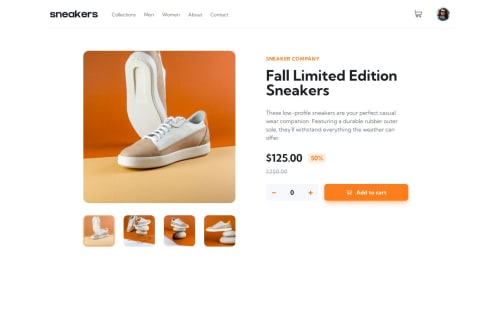 Frontend Mentor | Sneakers Website made using React + Tailwind coding challenge solution