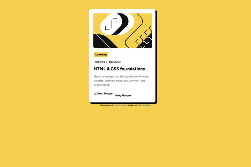 Blog preview card using HTML and CSS. coding challenge solution