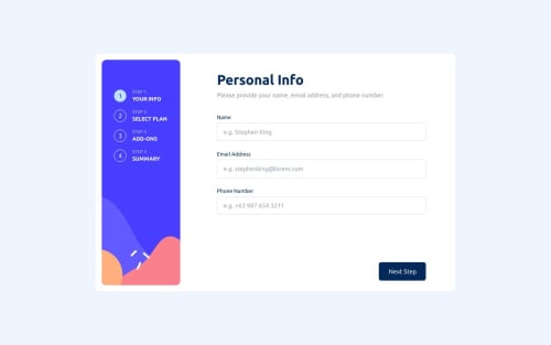 Frontend Mentor | Multi Step Form using Tailwind, Nextjs and localStorage coding challenge solution