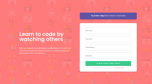 Frontend Mentor | Sign Up Form using HTML, CSS & Javascript coding challenge solution