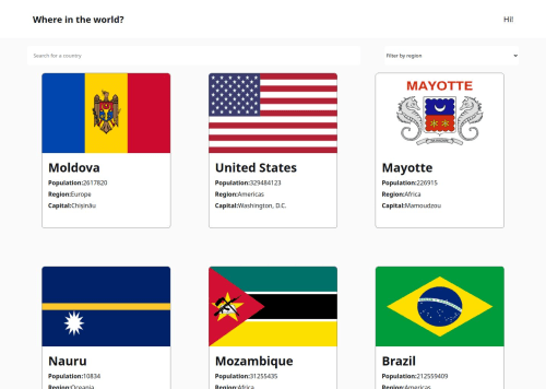 Country API with system theme detection coding challenge solution