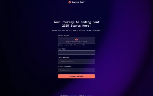 Frontend Mentor | Conference Ticket Generator coding challenge solution Frontend Mentor | Conference Ticket Generator coding challenge solution