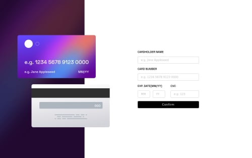 Frontend Mentor | Interactive credit card form using grid and flexbox coding challenge solution
