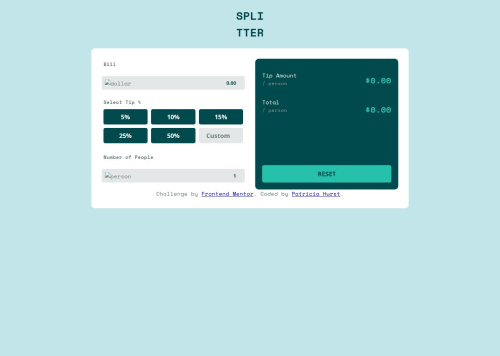 Frontend Mentor | Tip Calculator using basic HTML, CSS and Javascript coding challenge solution