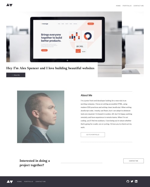 Responsive multiple page minimalist portfolio website coding challenge solution | Frontend Mentor