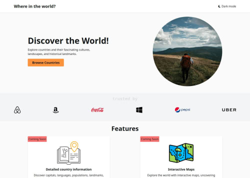 Rest Countries using React, Tailwind coding challenge solution | Frontend Mentor