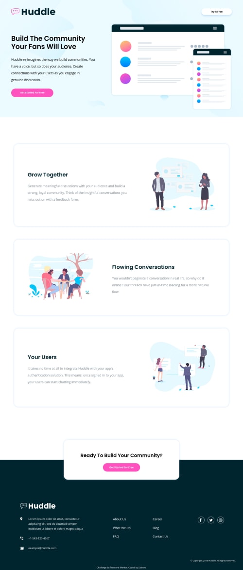 Frontend Mentor Huddle Landing Page Using Css Flexbox Coding
