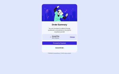 Frontend Mentor | Order Summary Container Using HTML and CSS coding challenge solution