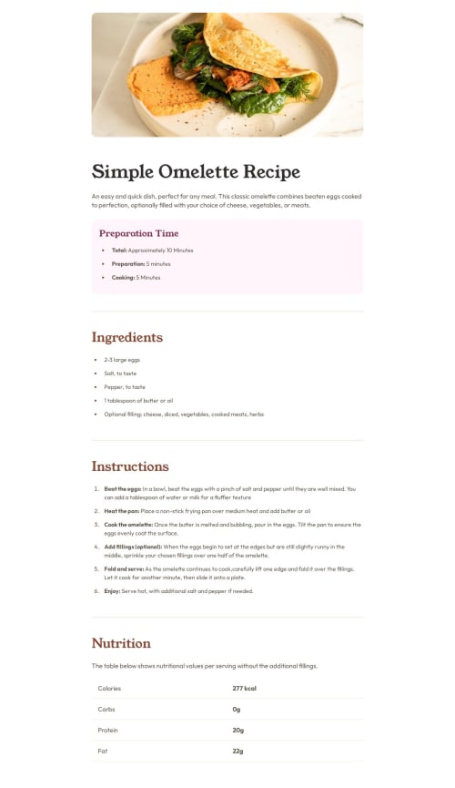 Vanilla HTML & CSS Recipe Page coding challenge solution | Frontend Mentor
