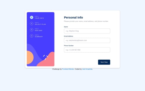 Frontend Mentor Responsive Multi Step Form Using Html Css And Javascript Coding Challenge
