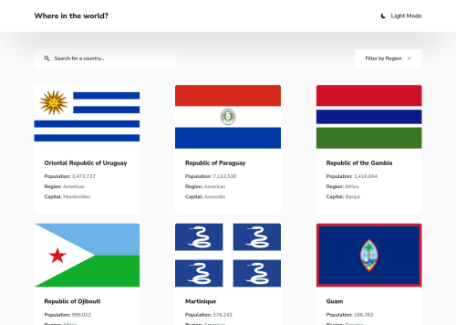 Frontend Mentor | React with Tailwind, Styled Components & Framer motion countries api coding ...