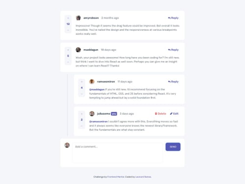 Interactive Comments Section using ReactJS and Bootstrap coding ...