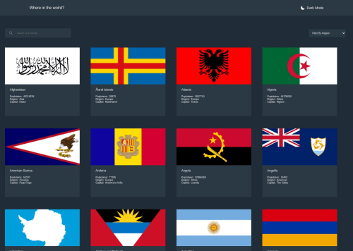 Frontend Mentor | Responsive Countries API with switcher theme coding challenge solution