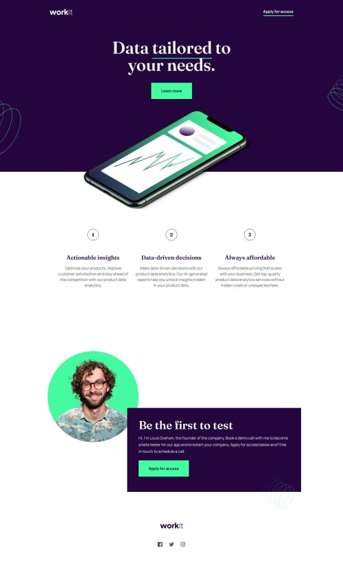 Workit Landing Page with Tailwindcss coding challenge solution