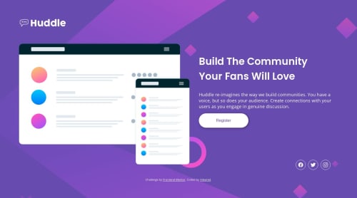 Huddle landing challenge using pure HTML and CSS coding challenge ...