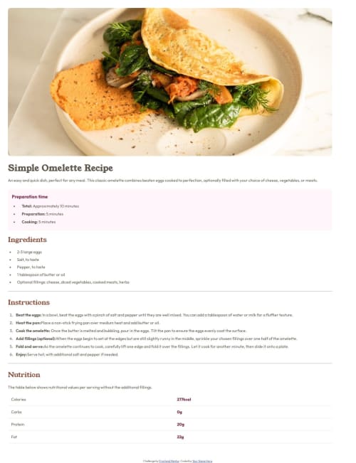 Recipe Blog Using HTML CSS coding challenge solution
