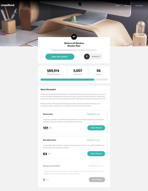 Frontend Mentor | Crowdfunding product page using CSS CUBE coding challenge solution