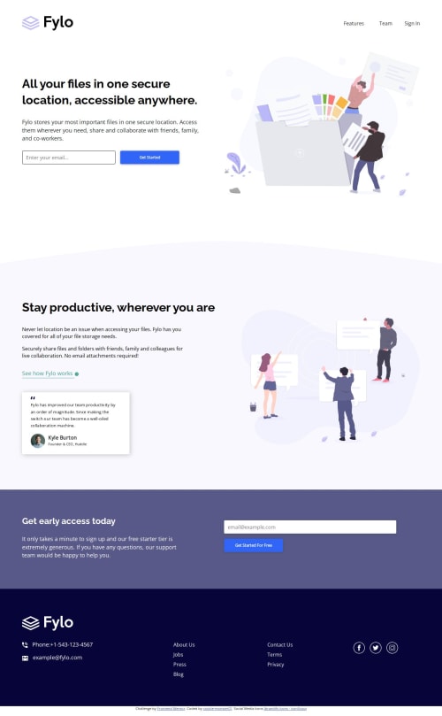 Fylo: Two column layout using grid and flexbox. coding challenge solution