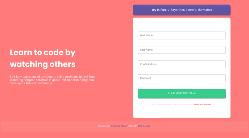 Frontend Mentor | Signup form ui with flexbox coding challenge solution Frontend Mentor | Signup form ui with flexbox coding challenge solution