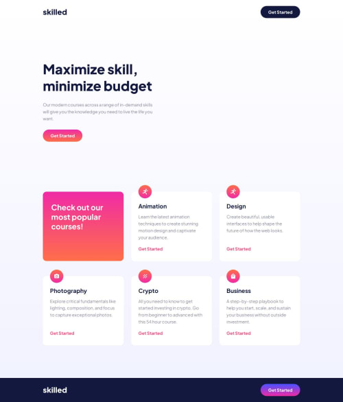 Skilled e-learning landing page using CSS Grid coding challenge solution | Frontend Mentor