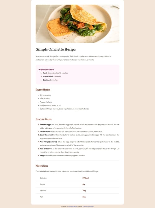 Frontend Mentor | Recipe Page using HTML, CSS coding challenge solution