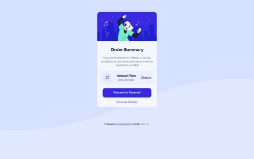 Responsive Order Summary Card with CSS Flexbox coding challenge solution | Frontend Mentor