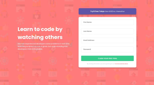 Intro Component with Signup Form - HTML, CSS, Sass, JS coding challenge solution | Frontend Mentor