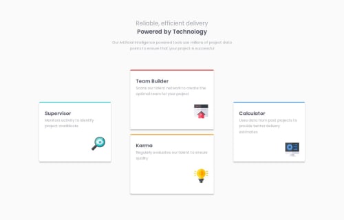 Frontend Mentor | Four Card Feature Section using CSS Flex box coding challenge solution